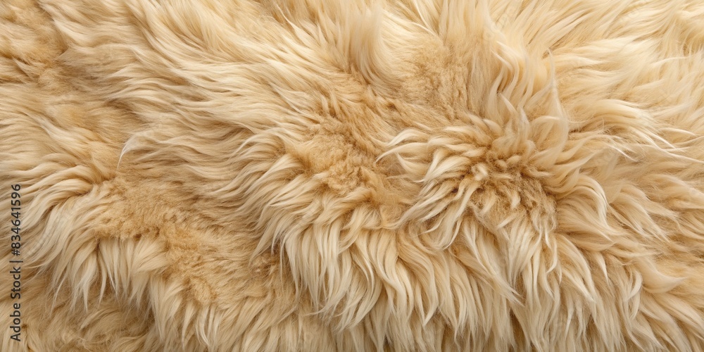 Top view of beige fur texture with a brown sheepskin background ...