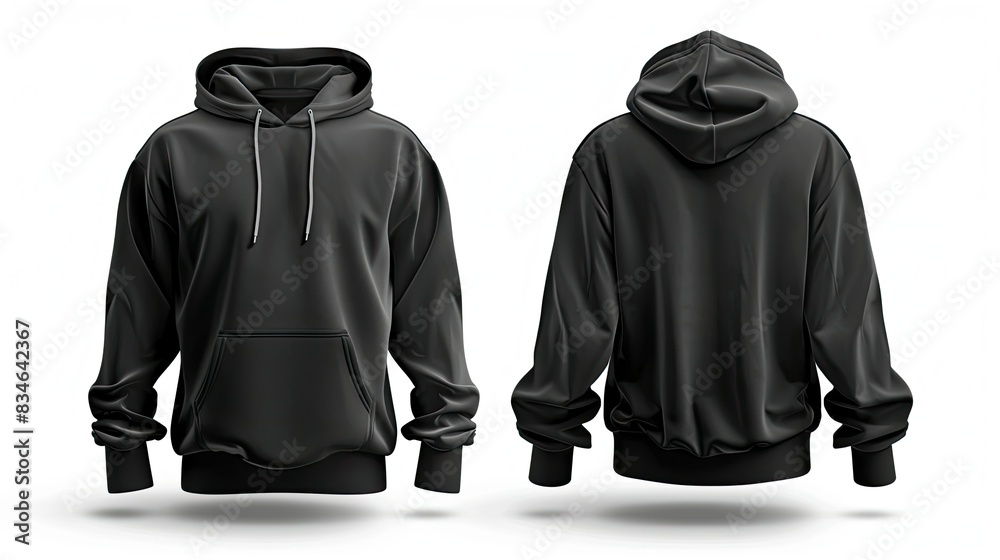 two black jackets, one with a hood and the other with a long arm, are ...