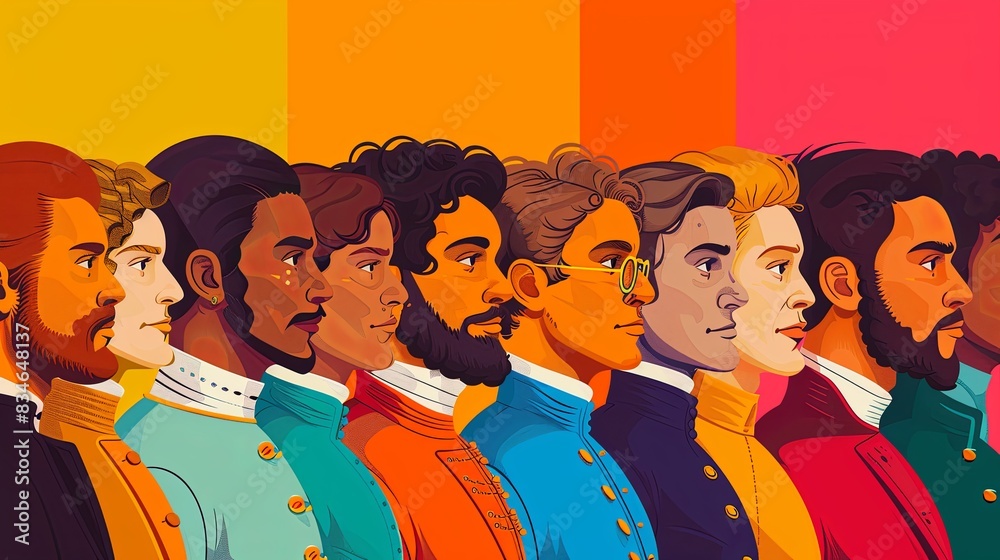 LGBTQ historical figures, flat design, side view, heritage theme ...