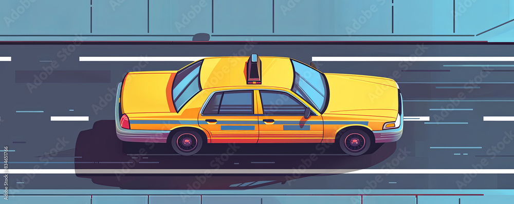 Taxi cab, flat design, top view, metropolitan theme, animation ...