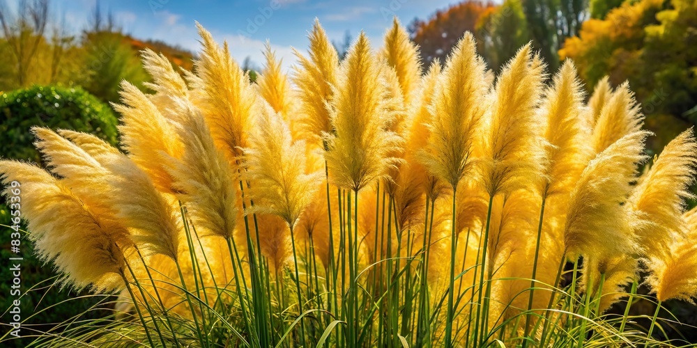 Pampas grass golden panicle from South America, pampas grass, golden ...