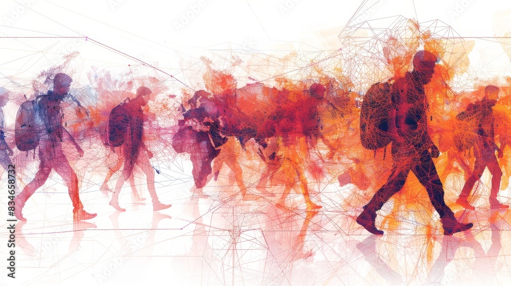 A composite image showing the movement of people across a map of the ...