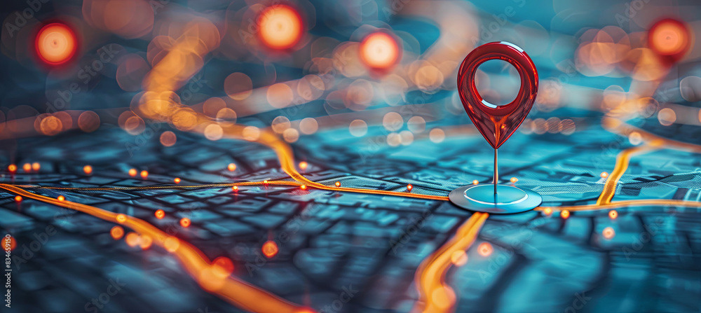 GPS marker indicating a specific position on a map, allowing for ...