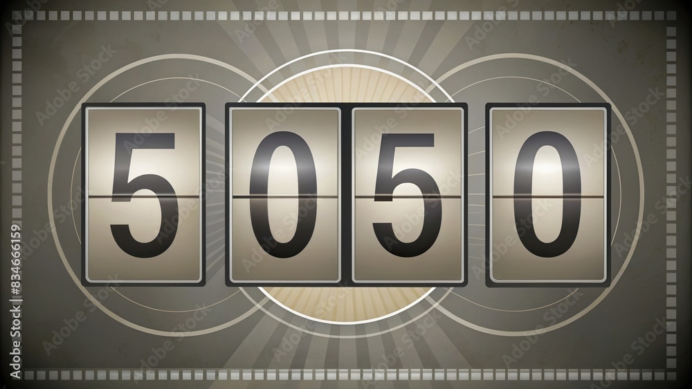 Vintage film countdown timer from 5 to 0 in retro grey style, countdown ...