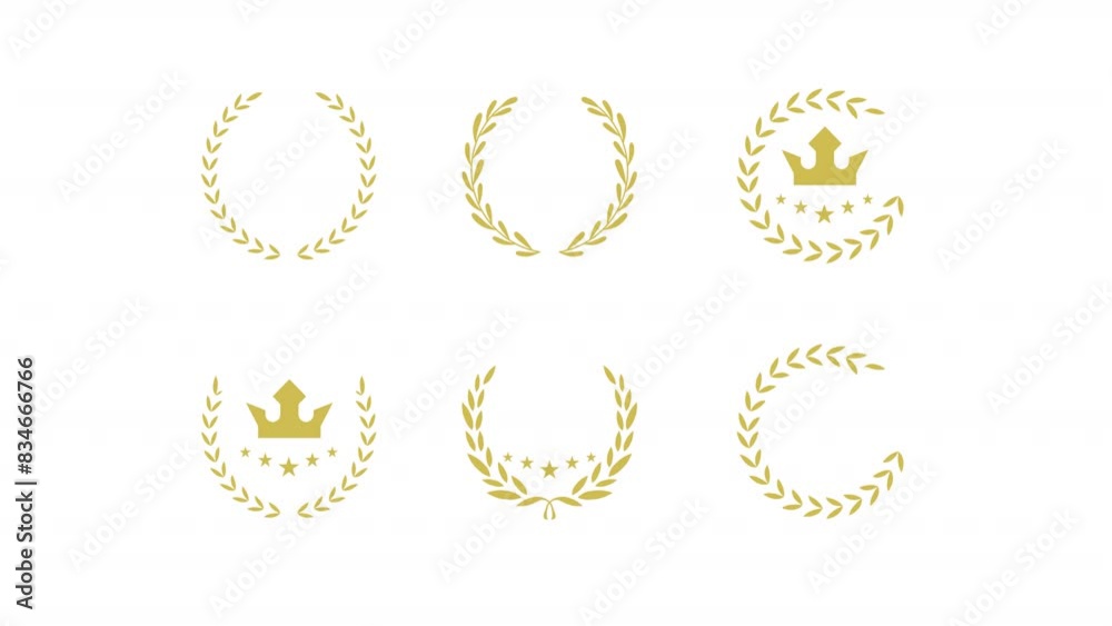 Animated wreath frames icons. Laurel branches animation library. Ideal ...