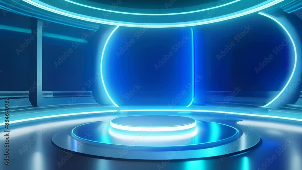 podium Futuristic showcase with platform for product displaying. Empty ...