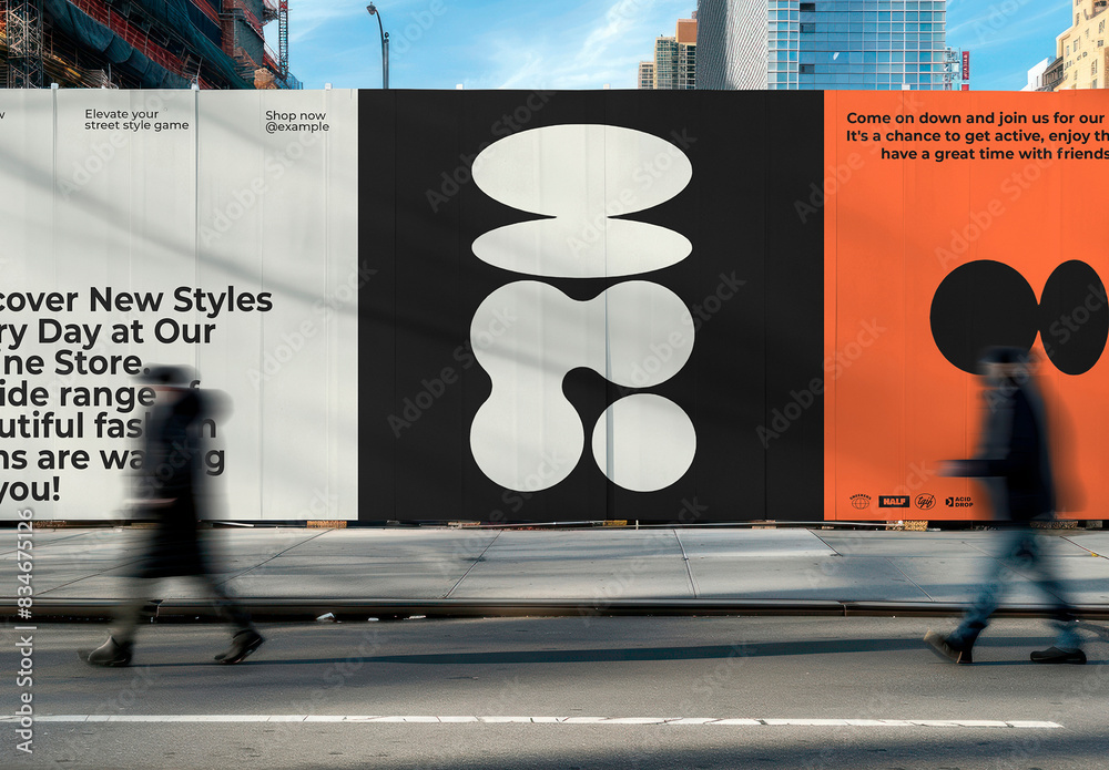 Wall Ad Sign Mockup With Generative AI Stock Template | Adobe Stock