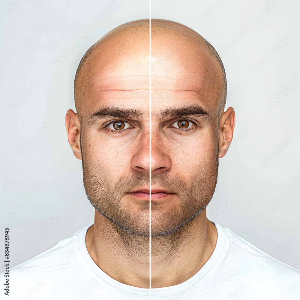 Bald and hair, male, difference between a full head of hair and ...