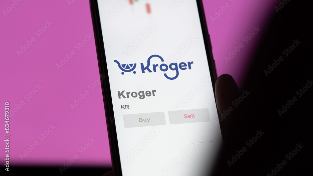 April 09th 2024 , Cincinnati, Ohio. Close up on logo of Kroger on the ...