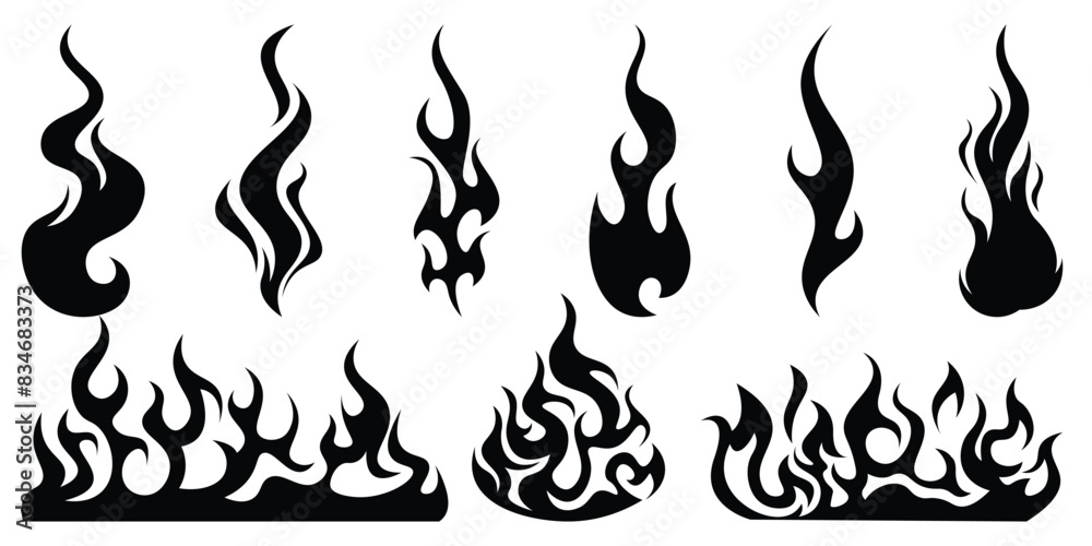 Silhouette Fire flames. Old school tattoo neo-tribal style or ...