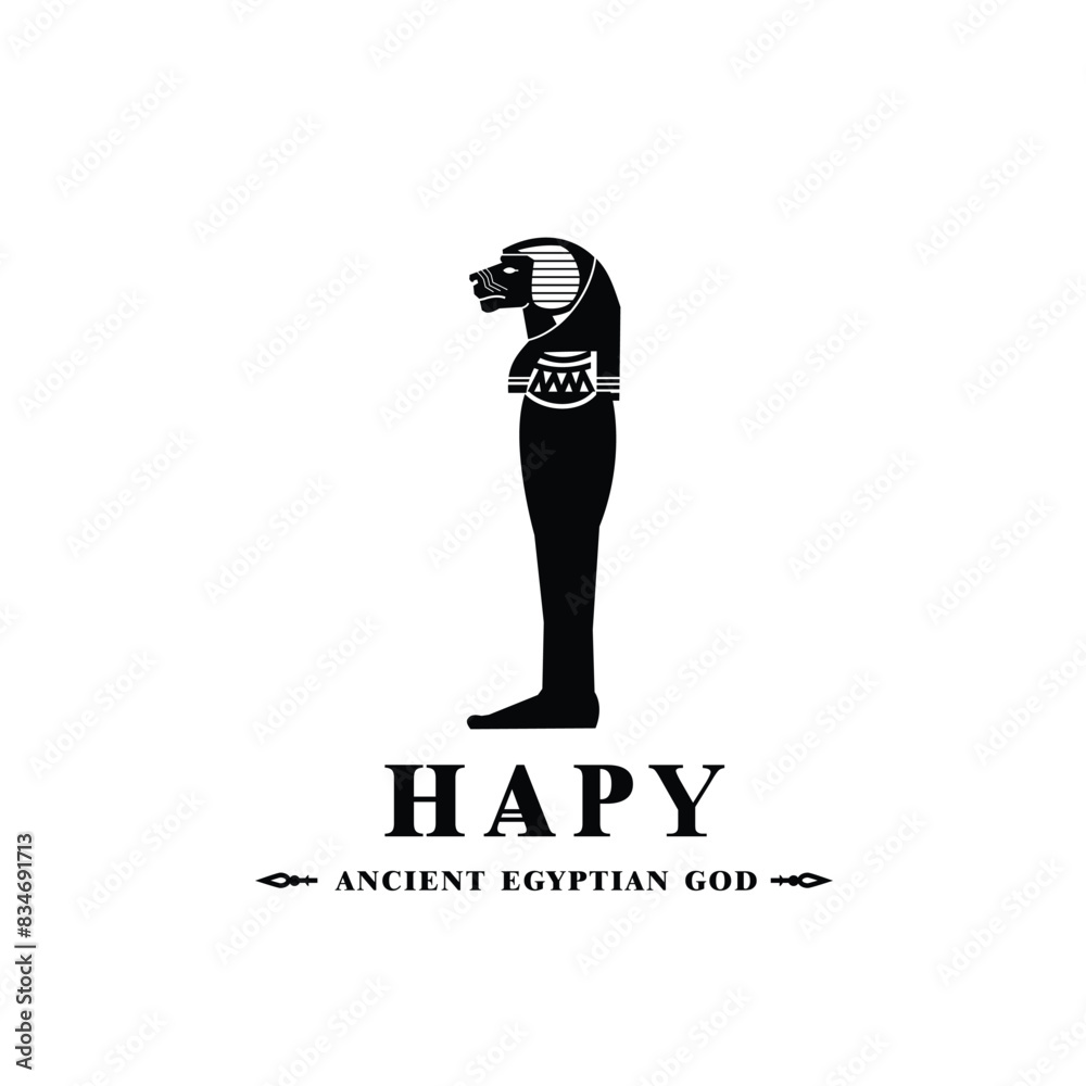 Silhouette of the Iconic ancient Egyptian god hapy, Middle Eastern god Logo for Modern Use Stock ...