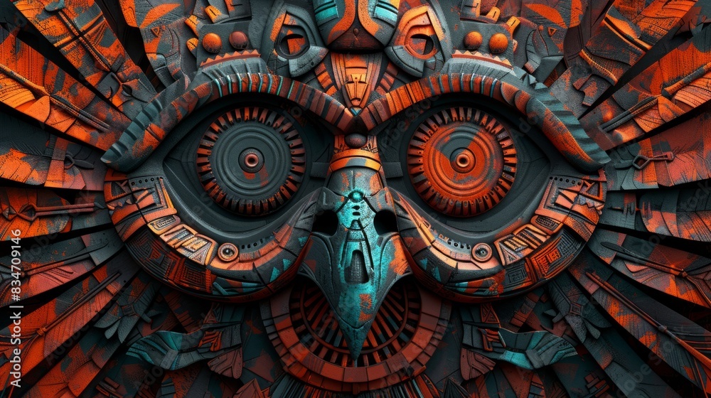 Intriguing 3D render of tribal and ethnic art, blending traditional ...
