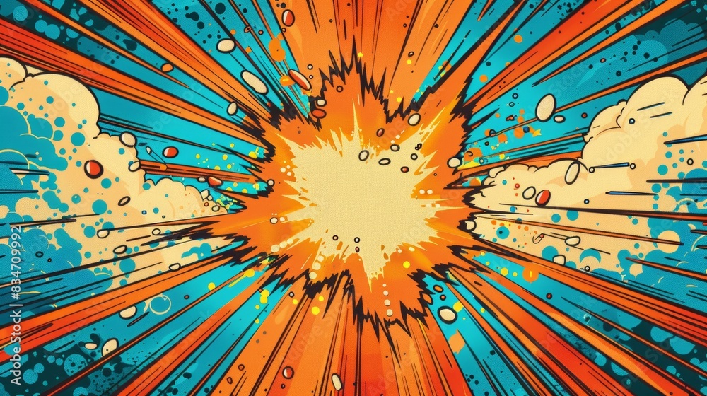 Blank superhero comic explosion background, dynamic bursts, birthday ...