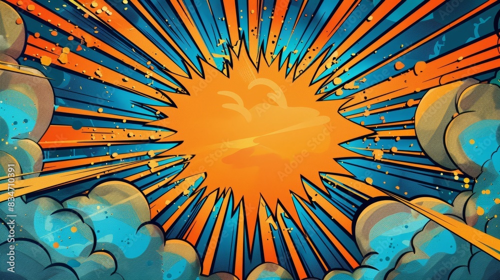Comic book explosion with blank space, superhero theme, vibrant pop art ...