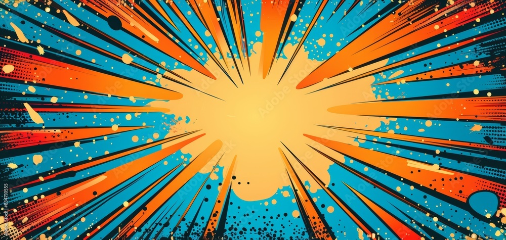 Comic explosion background with blank space, superhero theme, birthday ...