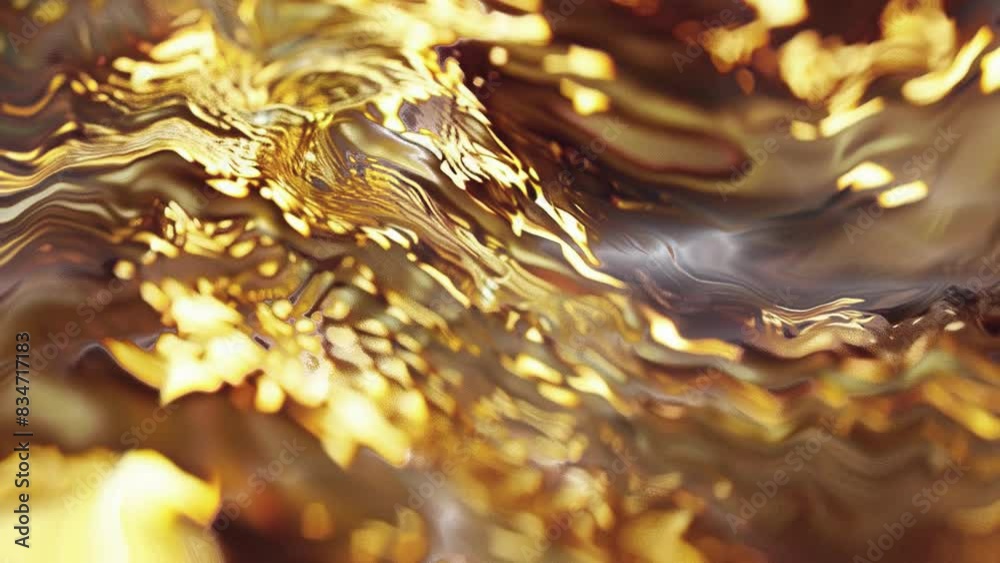 Abstract liquid gold background. Flowing liquid gold texture seamless. Artistic luxury liquid ...