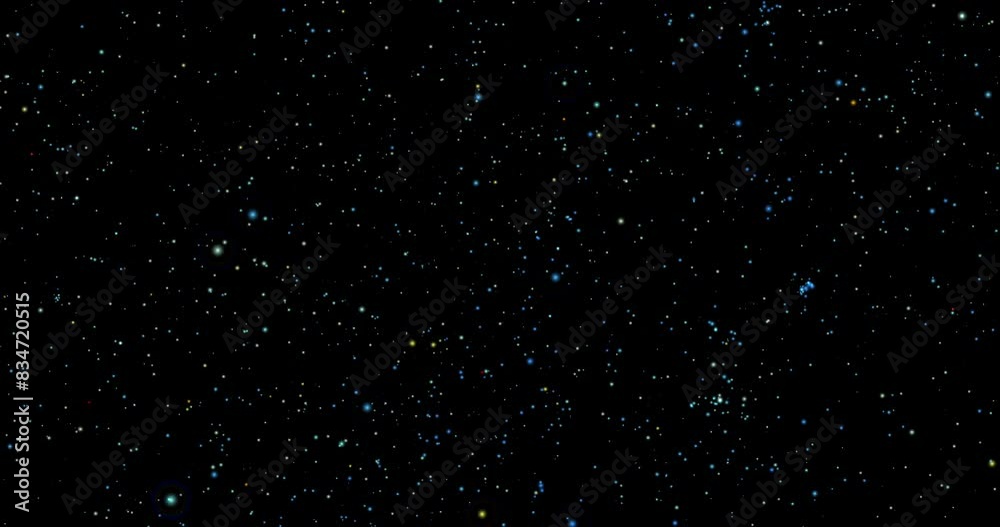 Beautiful Moving Many glowing stars, panorama. Night Sky with Twinkling ...