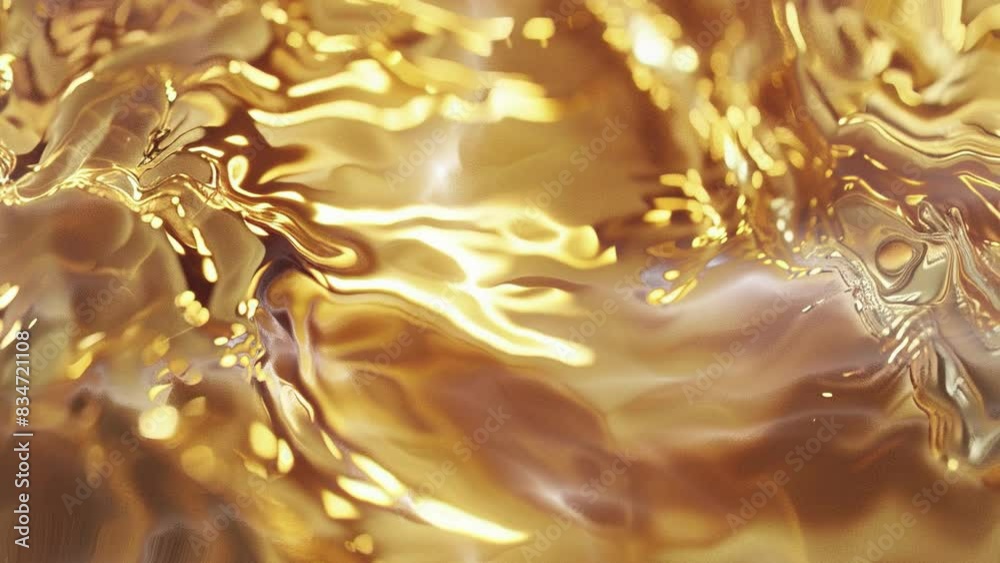 Abstract liquid gold background. Flowing liquid gold texture seamless ...