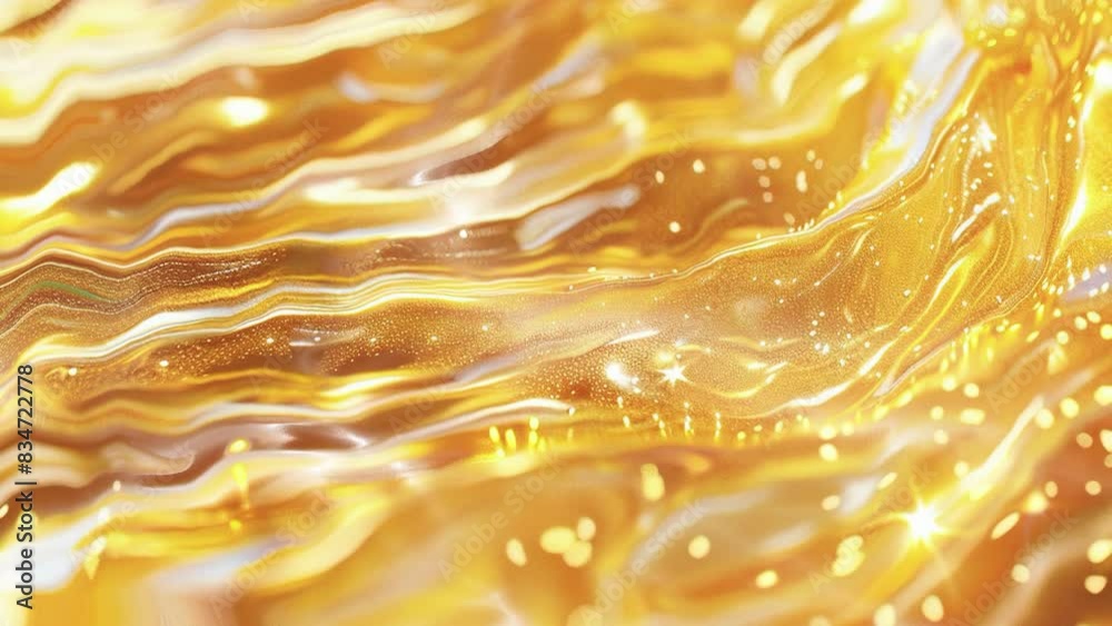 Abstract liquid gold background. Flowing liquid gold texture seamless. Artistic luxury liquid ...