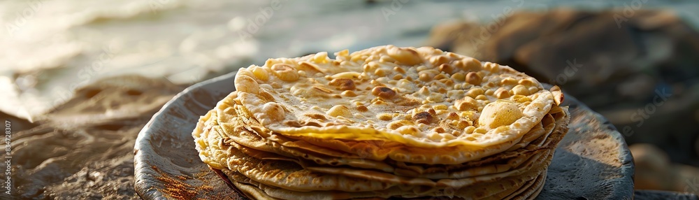 Malabar parotta, flaky layered bread, served on a rustic plate with a ...
