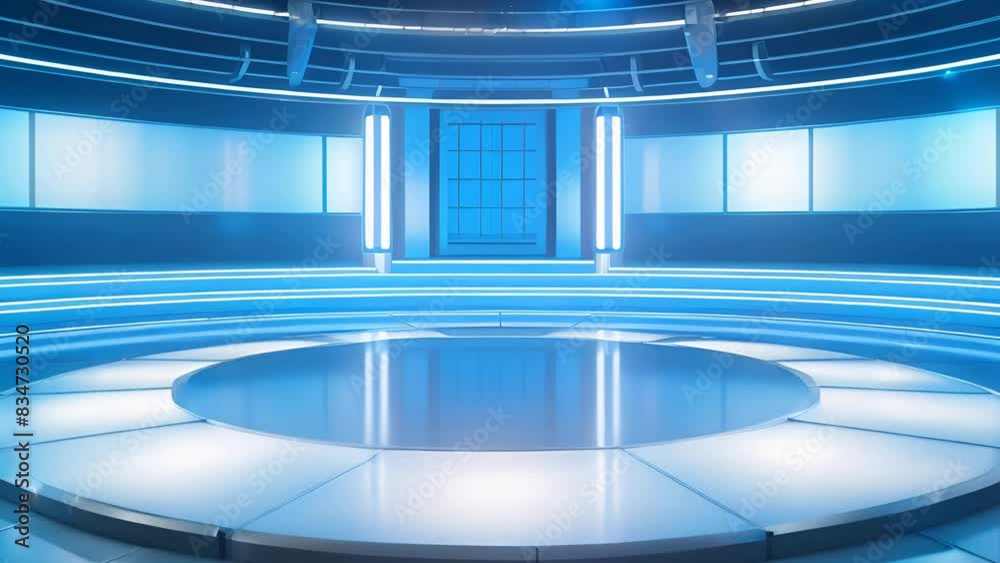 podium Futuristic showcase with platform for product displaying. Empty ...