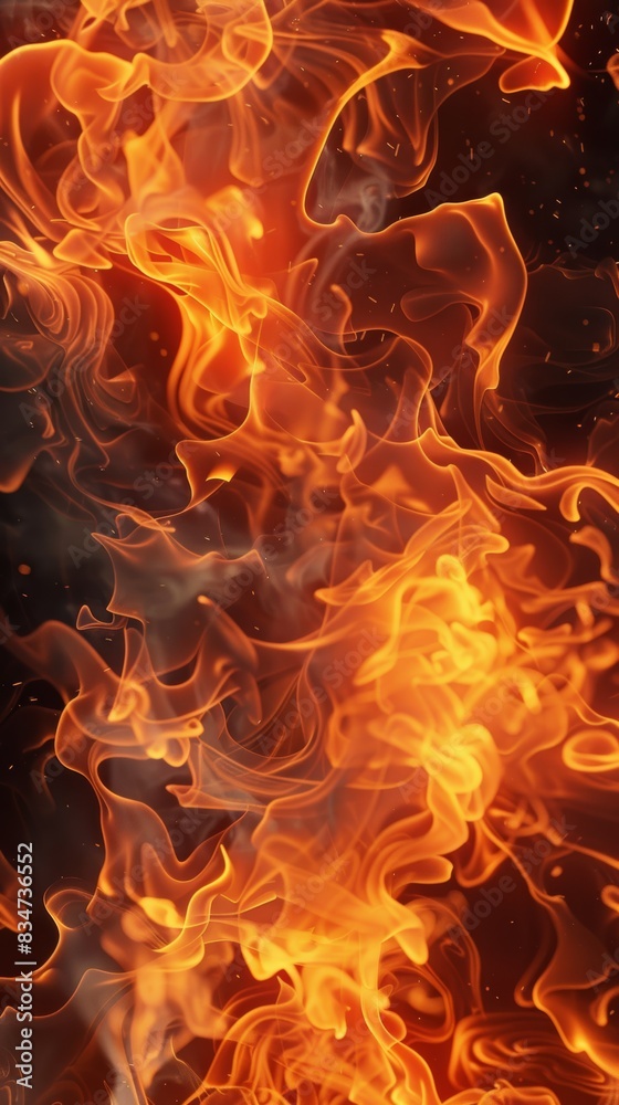 texture of fire flames against a black background, highlighting the ...