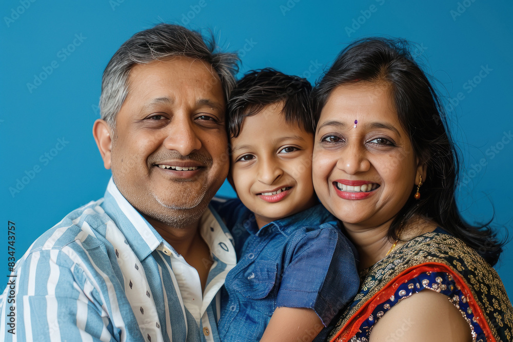 Happy indian family standing together Stock Photo | Adobe Stock