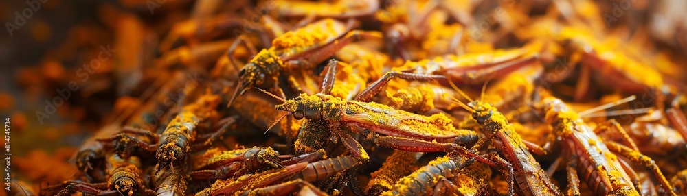 Locusts, fried and seasoned with turmeric, street food in East Africa ...