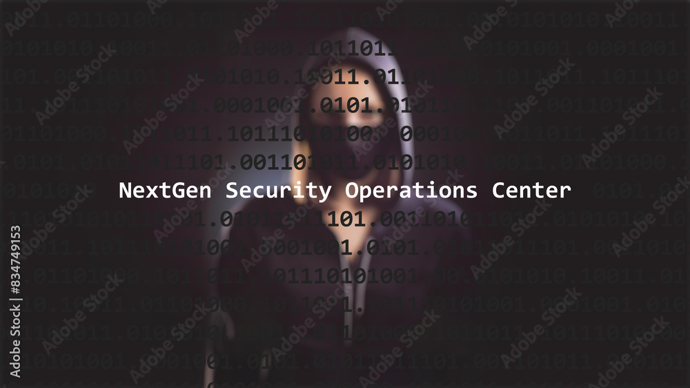 Cyber Attack Nextgen Security Operations Center Text In Foreground Screen Anonymous Hacker