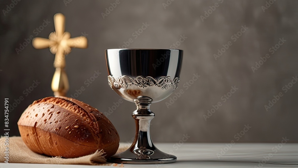 Communion Holy. Easter Communion Still life with chalice of wine and ...
