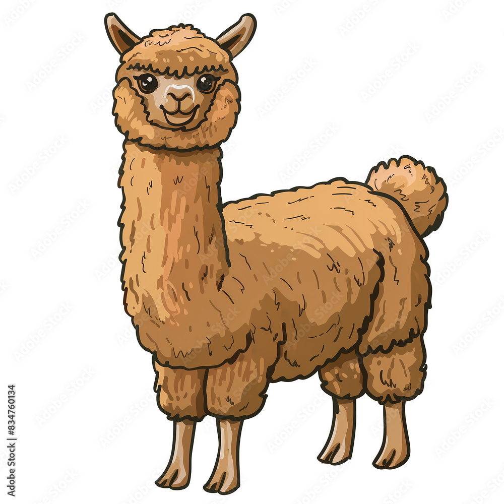 PNG cartoon clipart drawing of an alpaca on an isolated transparent ...