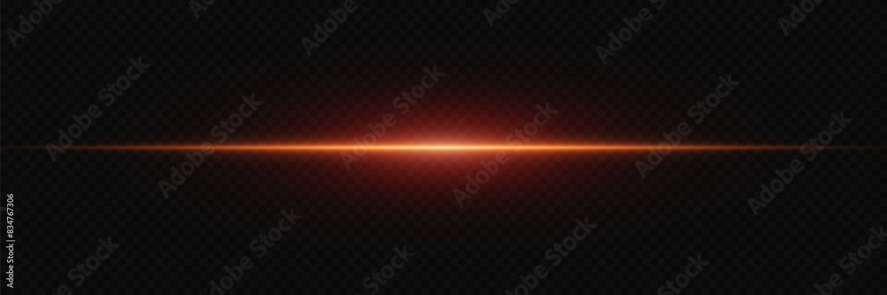 Red light effect. Line with a glare of light. On a transparent ...