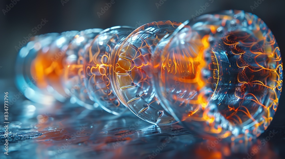 A minimalist medical x-ray HUD hologram showing a detailed image of the ...