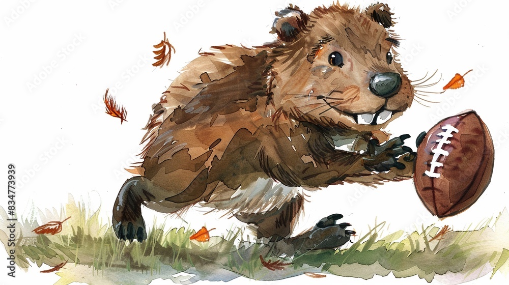 Beaver playing football as a quarterback, complete with a cute,The ...