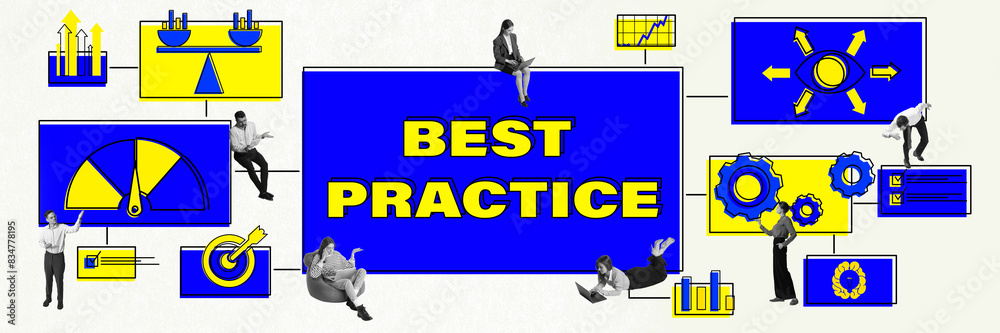 Business people engaged with analytical tools and strategic models ...