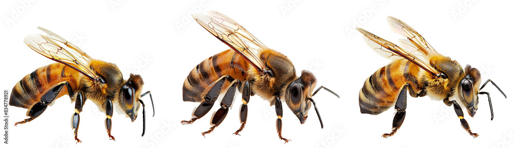 Bees in Europe: side view macro of European honey bees ( Apis mellifera ...