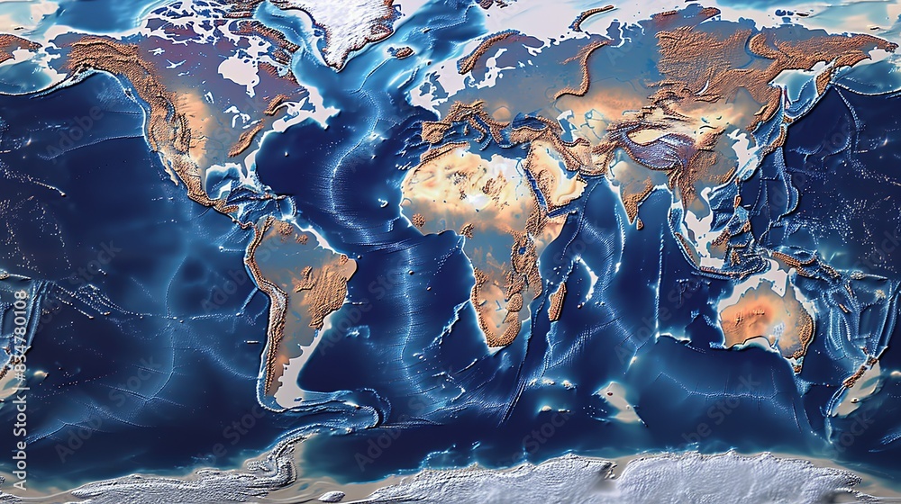 A world map overlaid with rising temperature gradients, visualizing the ...