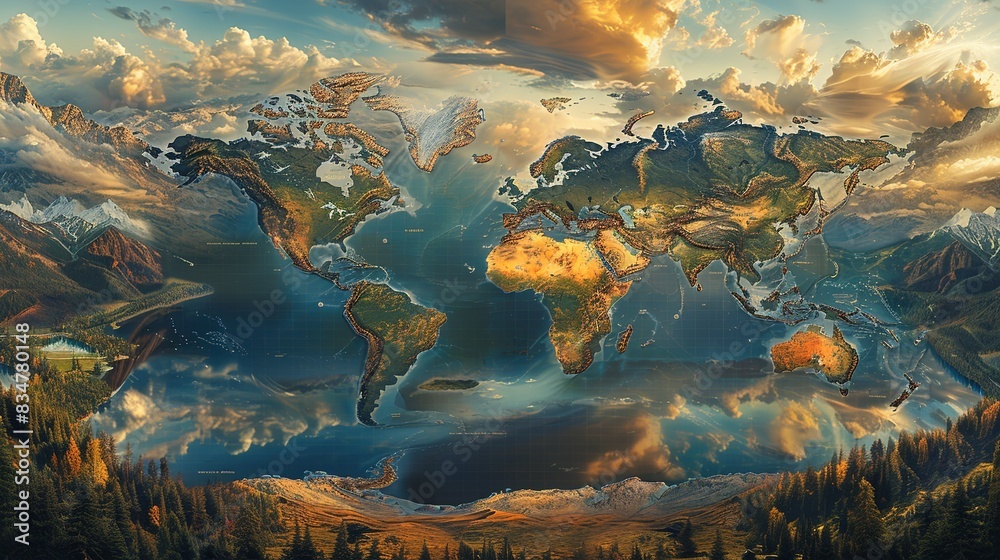 A world map overlaid with rising temperature gradients, visualizing the ...