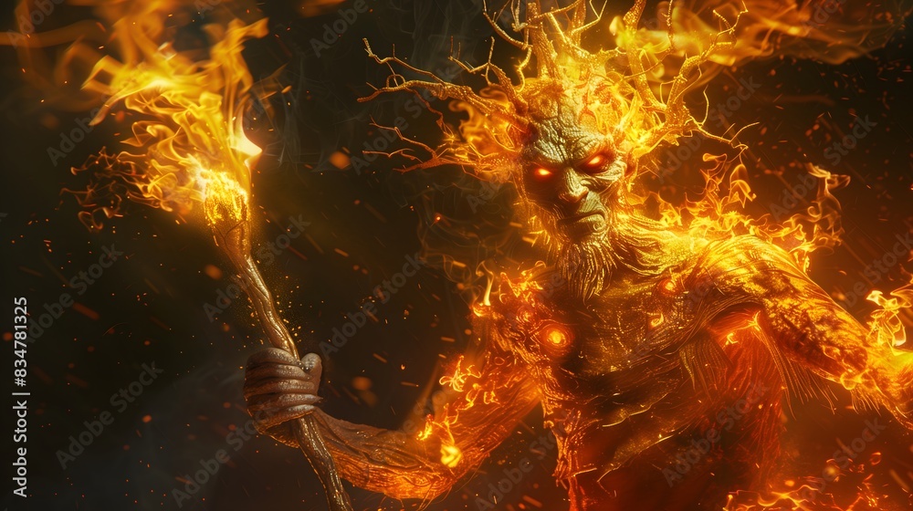 Ignis, God of Fire: A fierce deity with flames for hair and eyes ...