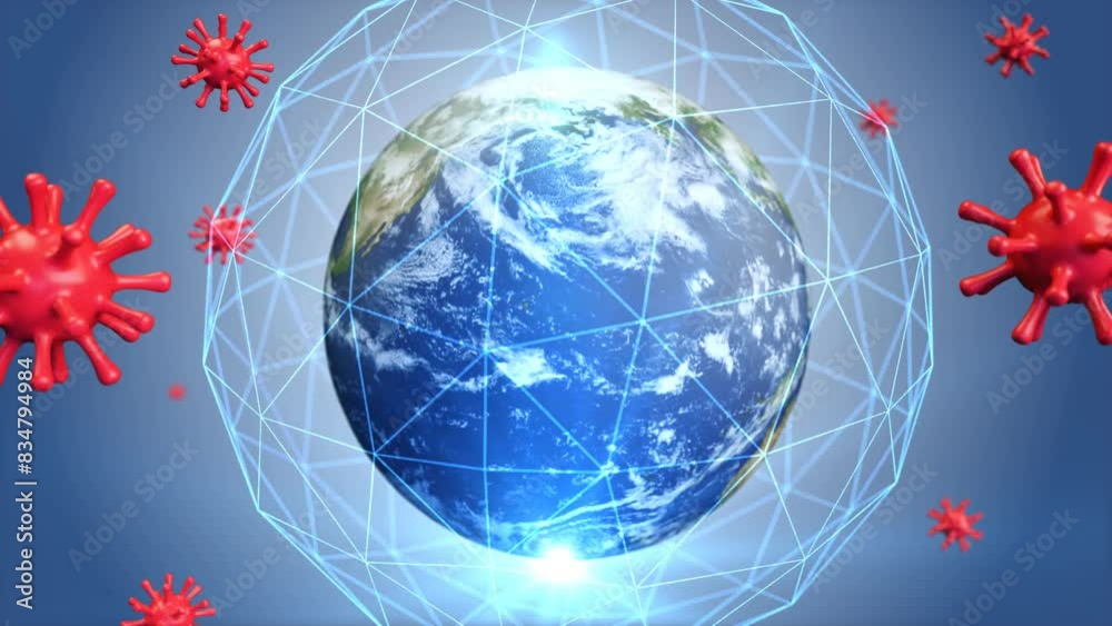 3D world virus transportation Animation. Dots connecting line, dots ...