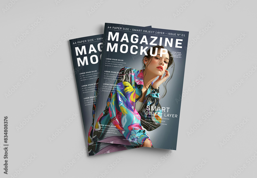 2 Isolated Magazines on White Mockup Stock Template | Adobe Stock