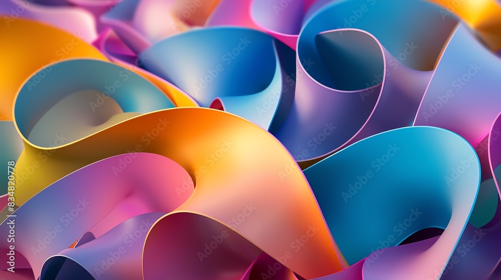 A minimal 3D rendering of prismatic art, showcasing colorful shapes in ...