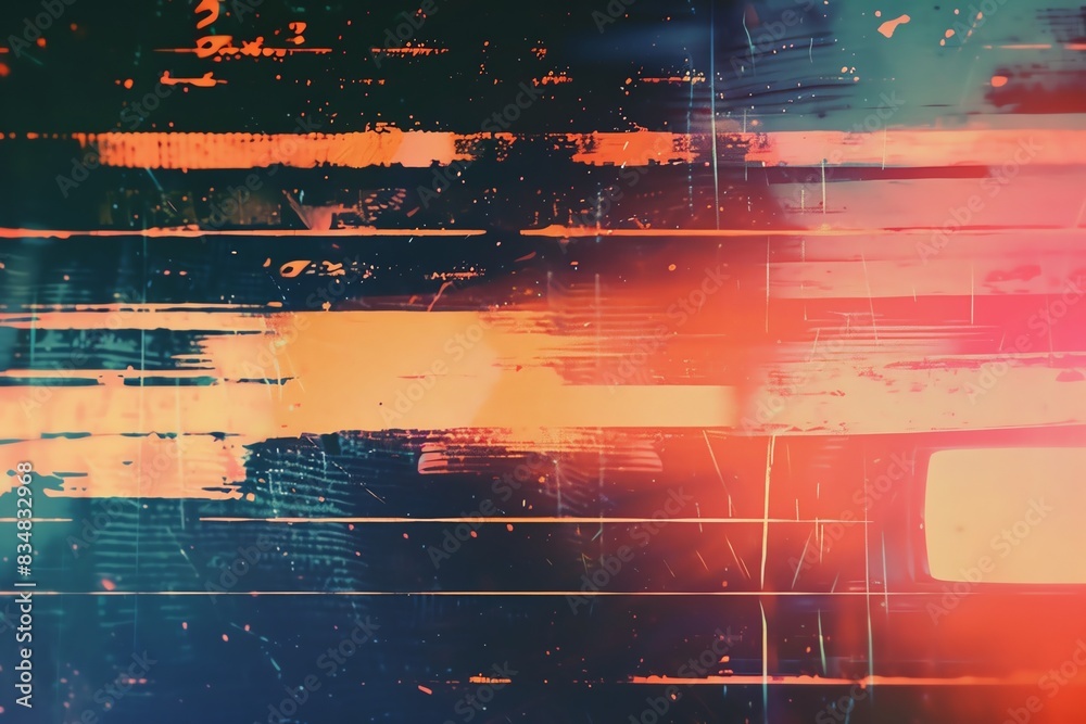 ภาพประกอบสต็อก A vintage VHS effect showcasing footage with grainy ...