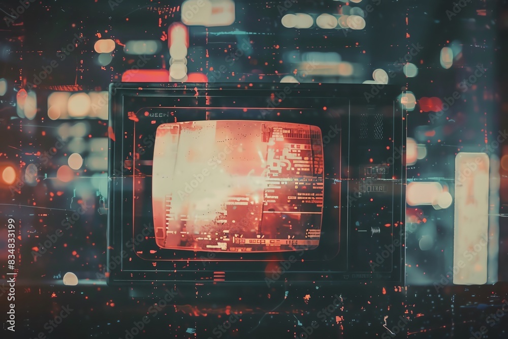 A vintage VHS effect showcasing footage with grainy visuals and static ...