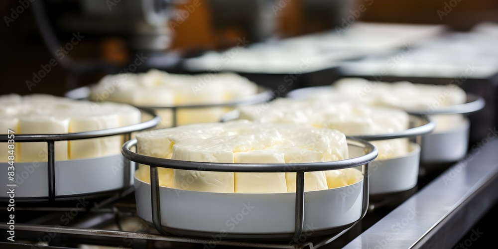 Factory line producing sour cream sour milk and yogurt dry products ...