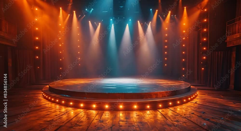 Empty stage light background Illuminated stage with warm lighting ...