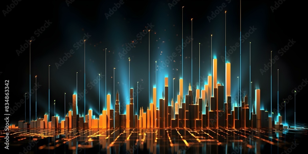 Creating a D Visualization of a Radiant Financial Chart Featuring Bar ...