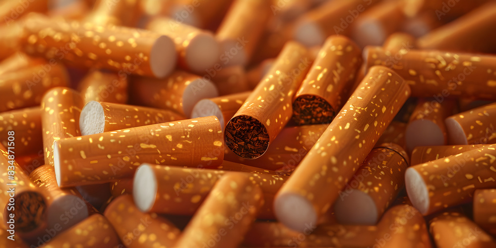 Obacco Closeup Orange Filter Cigarettes in Paper Packaging,A close up ...