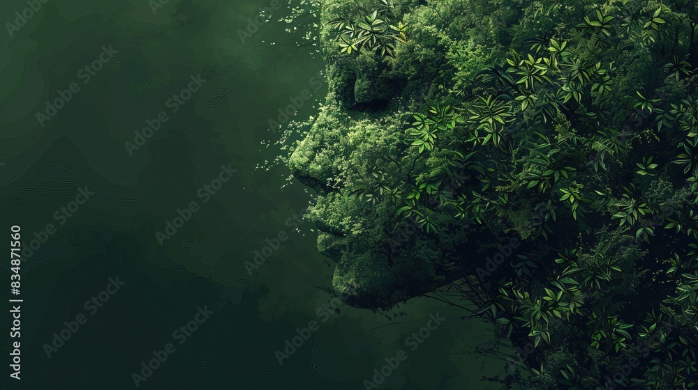 Nature, human connection with nature, environment concept. Human face ...