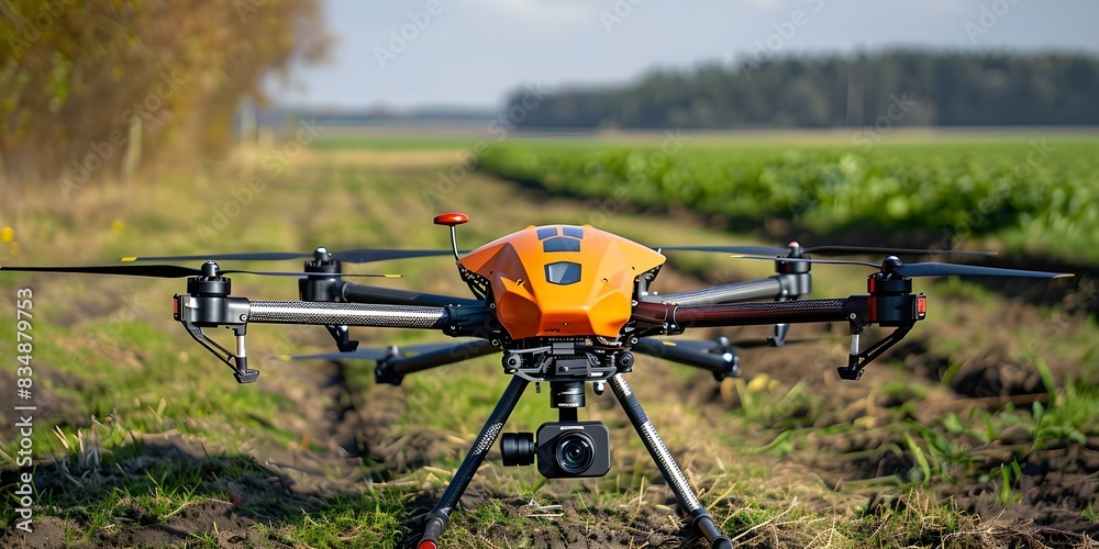 Professional operating agricultural drones in fields for modern ...